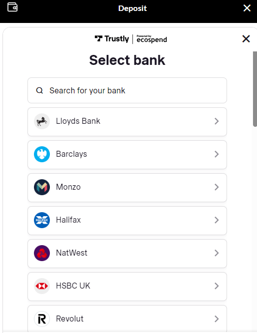 Bank transfer- Deposit and withdraw via Trustly – Onyx Slots